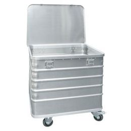 Transportwagen aus Aluminium, mit Scharnierdeckel, 229 l