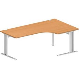 Sch&auml;fer Shop Sch&auml;fer Shop Pure Winkelschreibtisch PLANOVA BASIC, 90&deg; Winkel rechts, C-Fu&szlig;, B 2000 x T 1200/800 x H 717 mm, Buche/wei&szlig; + Kabelkanal