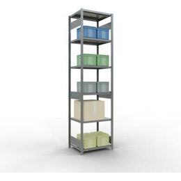 SCHULTE LAGERTECHNIK Fachbodenregal-Stecksystem MULTIplus 250, Grundregal, L&auml;ngenriegel, 3000x750x600 mm, 7 B&ouml;den, verzinkt