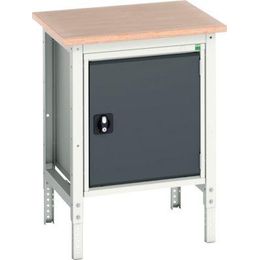Kastenwerkbank Bott verso, Multiplex-Platte, 1 T&uuml;r, 1 Ablageboden, B 700 x T 600 x H 780 - 930 mm, Lichtgrau / Anthrazitgrau