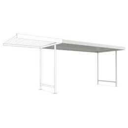 &Uuml;berdachungssystem Modell Leipzig, einseitig, Anbaueinheit, T 2200 mm, B 4300 mm, grauwei&szlig;