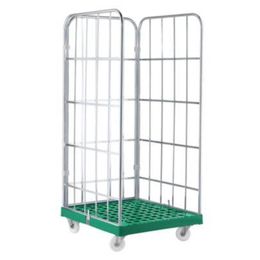 Rollbox, 3-seitig, Kunststoffbodenplatte, 724 x 815 x 1640 mm, gr&uuml;n (RAL 6024)