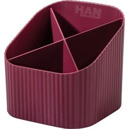 Stiftehalter HAN Karma, 4 unterschiedlich hohe F&auml;cher, B 111 x H 105 x T 111 mm, recycelter Kunststoff, rot