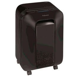 Aktenvernichter Fellowes&reg; Microshred LX 201, Mikropartikelschnitt 2 x 12 mm, P-5, 22 l, 12 Blatt Schnittleistung, mit Rollen, schwarz