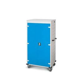 Laptopwagen mit Ladefunktion, 2-Punkt-Verriegelung, Feststellbremse, 26 F&auml;cher, B 920 x T 500 x H 1540, lichtblau
