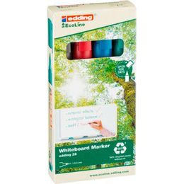 Edding 28 EcoLine Whiteboardmarker, Rundspitze, nachf&uuml;llbar, 4er-Set