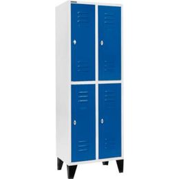 Sch&auml;fer Shop Sch&auml;fer Shop Select Kleiderspind, mit 2 x 2 Abteilen, 300 mm, mit F&uuml;&szlig;en, Drehriegelverschluss, T&uuml;r enzianblau