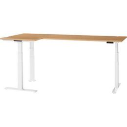 Sch&auml;fer Shop Sch&auml;fer Shop Genius Winkelschreibtisch Modena Flex, elektrisch h&ouml;henverstellbar, 90&deg; Winkel beidseitig, B 2000 x T 1600 mm, Buche/wei&szlig;