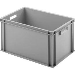 Ringoplast Kunststoffkasten Serie Unista L320, geschlossene Griffmulde, verrippter Boden, L 600 x B 400 x H 320 mm, grau