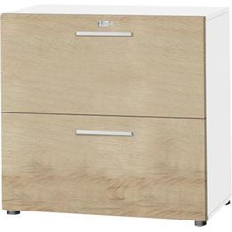 Sch&auml;fer Shop Sch&auml;fer Shop Select H&auml;ngeregistraturschrank SET UP, 2 HR-Sch&uuml;be, abschlie&szlig;bar, B 800 x T 420 x H 788 mm, wei&szlig;/Wildeiche