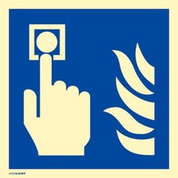 moedel Brandschutzschild &bdquo;Hausalarm (Brandmelder-Flamme)&ldquo;, Kunststoff, langnachleuchtend, B 200 x H 200 mm