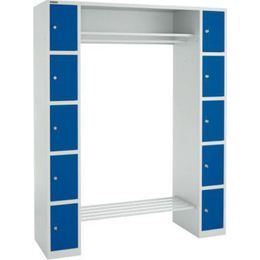 Sch&auml;fer Shop Sch&auml;fer Shop Select Schlie&szlig;fachgarderobe, mit Hutablage & Kleiderstange, 2 x 5 F&auml;cher, B 1735 x T 500 x H 1950 mm, lichtgrau/enzianblau