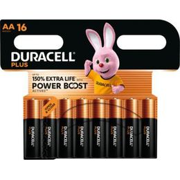 Duracell Alkaline Batterie Plus Extra Life, Mignon AA, LR06, 1,5 V, im Retail Blister, 16 St&uuml;ck