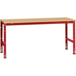 Manuflex Arbeitstisch UNIVERSAL Standard, 2000 x 1000 mm, Multiplex natur, rubinrot