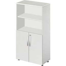 Sch&auml;fer Shop Sch&auml;fer Shop Select Kombischrank LOGIN, oben 2 Regale, unten 2 Ordnerh&ouml;hen mit T&uuml;ren, B 800 x T 420 x H 1514 mm, lichtgrau/lichtgrau