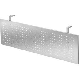 Sichtblende f&uuml;r Schreibtische, Metall, gelocht, silberfarben einbrennlackiert, B 1200 mm