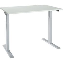 Sch&auml;fer Shop Sch&auml;fer Shop Select Schreibtisch ERGO-T 2.0, elektrisch h&ouml;henverstellbar, Rechteck, T-Fu&szlig;, B 1200 x T 800 x H 715-1205 mm, lichtgrau/wei&szlig;alu