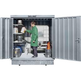 S&auml;bu Gefahrstoffcontainer SAFE Tank 400 KTC ECO, f&uuml;r aktive Lagerung, mit tempor&auml;rem, explosionsgesch&uuml;tztem L&uuml;fter, B 2100 &times; T 2170 &times; H 2400 mm