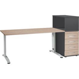 Sch&auml;fer Shop Sch&auml;fer Shop Select B&uuml;rom&ouml;belset LOGIN 2-teilig, Schreibtisch B 1600 mm, Eiche-Dekor