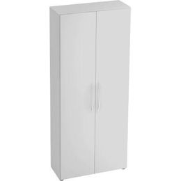 Schrank TARA, 5 Ordnerh&ouml;hen, Fl&uuml;gelt&uuml;ren, 1 fester Zwischenboden, 3 Fachb&ouml;den, B 800 x T 330 x H 1880 mm, lichtgrau