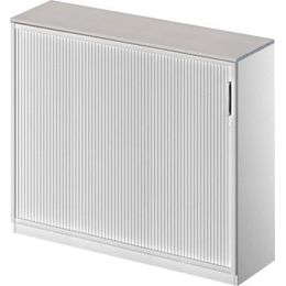 Sch&auml;fer Shop Sch&auml;fer Shop Genius Querrollladenschrank TETRIS SOLID, 3 OH, B 1600 mm, inkl. 19 mm Abdeckplatte, lichtgrau/wei&szlig;alu/wei&szlig;alu