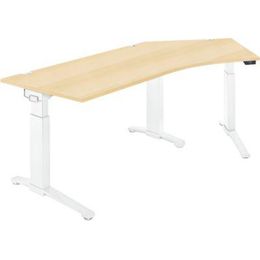 Sch&auml;fer Shop Sch&auml;fer Shop Genius Schreibtisch ERGOSTYLE S, 135&deg;, einstufig, elektrisch h&ouml;henverstellbar, Ansatz rechts, C-Fu&szlig;, B 2165 x T 800 x H 715-1182 mm, inkl. Memory Master, Ahorn/wei&szlig;