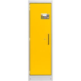 CEMO Sicherheitsschrank Typ 90 PROline 6/20, selbstschlie&szlig;ende T&uuml;ren, Anschlag links, B 635 x T 600 x H 1950 mm, 33 Liter, grau/verkehrsgelb