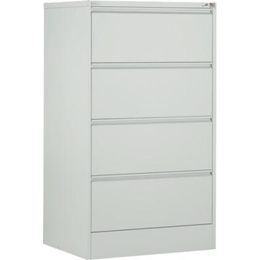 Sch&auml;fer Shop Sch&auml;fer Shop Select H&auml;ngeregisterschrank B 780 x T 580 x H 1350 mm, Stahlblech lichtgrau, 4 Schubf&auml;cher zweibahnig + 50 DIN A4 H&auml;ngemappen, blau