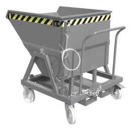 Kippmulde Bauer KS 400, Stahl, grau, B 1220 x T 1200 x H 1115 mm, 400 l, bis 1000 kg, Rollen, Manuelle Kippvorrichtung