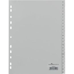 Durable Kunststoffregister, DIN A4 hoch, Buchstaben A-Z (24 F&auml;cher), grau