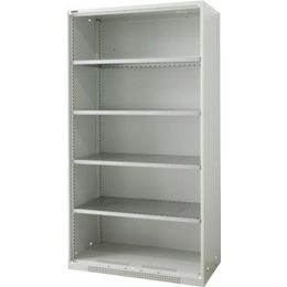 Sch&auml;fer Shop Sch&auml;fer Shop Genius Regalschrank FS, 5 OH, 4 h&ouml;henverstellbare Fachb&ouml;den, bis 450 kg, B 1055 x T 420 x H 1950 mm, Stahl, lichtgrau RAL 7035