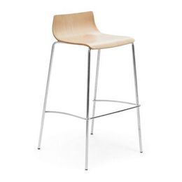 Barhocker Leyform My Stool, stapelbar bis zu 3 Stück, B 470 x T 510 x H 740 mm, Holz & Stahl, Buche Natur gebeizt, 3 Stück