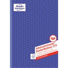 Avery Zweckform Stundennachweise Nr. 1773 f&uuml;r Arbeitszeiterfassung, selbstdurchschreibend, DIN A4, wei&szlig;/gelb