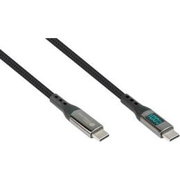 USB 2.0 Lade/-Datenkabel Good Connections, USB-C an USB-C, Leistung 100 W, bis 480 Mbit/s, mit Digitalanzeige, L&auml;nge 1 m, schwarz