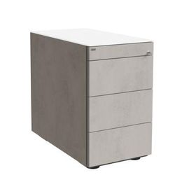 Standcontainer SOLUS PLAY, 1 Utensilienauszug, 3 Sch&uuml;be, Tiefe 800 mm, grifflos, Ceramic grey
