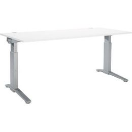 Sch&auml;fer Shop Sch&auml;fer Shop Genius Schreibtisch ERGOSTYLE S, manuell h&ouml;henverstellbar, Rechteck, C-Fu&szlig;, B 1800 x T 800 x H 675-895 mm, wei&szlig;/wei&szlig;aluminium