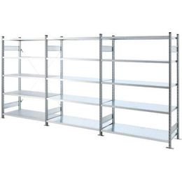 Sch&auml;fer Shop SSI Sch&auml;fer Steckboden-Fachregal VSR3000, Grund- und Anbauregalset, 5 B&ouml;den, Feldlast 750 kg, B 1282 x T 600 x H 1910 mm, Stahl verzinkt