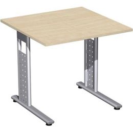 Schreibtisch ALICANTE, C-Fu&szlig;, Rechteck, B 800 x T 800 x H 680-820 mm, Ahorn-Dekor