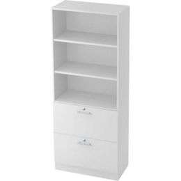 Schrank ULM, mit H&auml;ngeregistraturausz&uuml;gen, 3 OH, H 2004 x B 800 x T 420 mm, lichtgrau