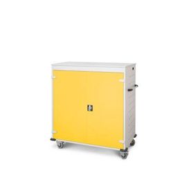 Laptopwagen mit Ladefunktion, 2-Punkt-Verriegelung, Feststellbremse, 30 F&auml;cher, B 1310 x T 500 x H 1250, gelb