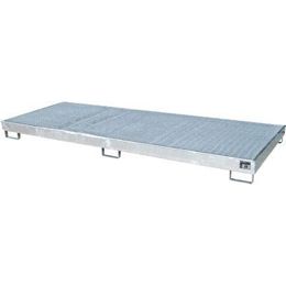 Bauer Regalwanne RW-GR 3300-1 PE, mit Gitterrost und PE-Einsatz, B 3262 x T 1312 x H 195 mm, bis 240 l, Stahl feuerverzinkt