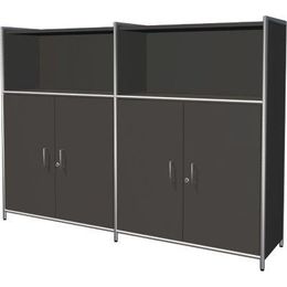Kombischrank Toledo, mit Sichtr&uuml;ckwand, abschlie&szlig;bar, 3 OH, 2 F&auml;cher, B 1580 x T 380 mm, anthrazit