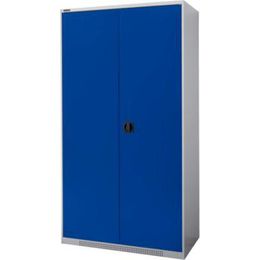 Sch&auml;fer Shop Sch&auml;fer Shop Genius Fl&uuml;gelt&uuml;rschrank FS, Stahl, mit Bel&uuml;ftungsl&ouml;chern, B 1055 x T 420 x H 1950 mm, 5 OH, wei&szlig;aluminium/enzianblau, bis 450 kg