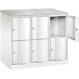 C+P Schlie&szlig;fachschrank Resisto, 3 Abteile, 6 F&auml;cher, B 1148 x T 640 x H 1077 mm, Verkehrswei&szlig;