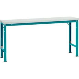 Manuflex Grundtisch UNIVERSAL Spezial, 1750 x 800 mm, Melamin lichtgrau, wasserblau
