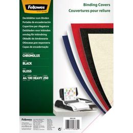 Fellowes Deckblatt Chromolux, Karton, DIN A4, f&uuml;r Draht- und Plastikbindemaschinen, schwarz, 250g, 100 St&uuml;ck