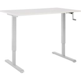 Schreibtisch Multiflex, manuell h&ouml;henverstellbar mit Kurbel, B 1200 x T 800 x H 700-1180 mm, lichtgrau/wei&szlig;alu