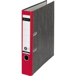 Ordner Leitz&reg; 1050, DIN A4, R&uuml;ckenbreite 52 mm, Griffloch, geklebtes R&uuml;ckenschild, Hartpappe, 1 St&uuml;ck, rot
