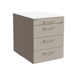 Rollcontainer SOLUS PLAY, 1 + 3 Sch&uuml;be, mit Griff, B 430 x T 600 x H 562 mm, Stone grey