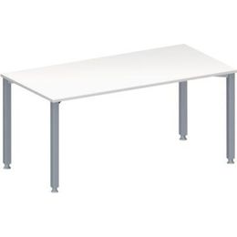 Sch&auml;fer Shop Sch&auml;fer Shop Genius Konferenztisch MODENA FLEX, Rechteck, 4-Fu&szlig; Quadratrohr, B 1600 x T 800 x H 720-840 mm, wei&szlig;/wei&szlig;aluminium RAL 9006